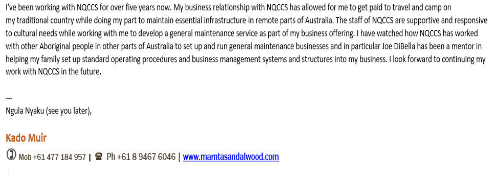 Indigenous Workforce Program – NQCCS